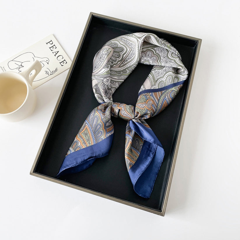 Spring Small Square Scarf Silk Bandana Scarf Printed Satin Hair Band H ...