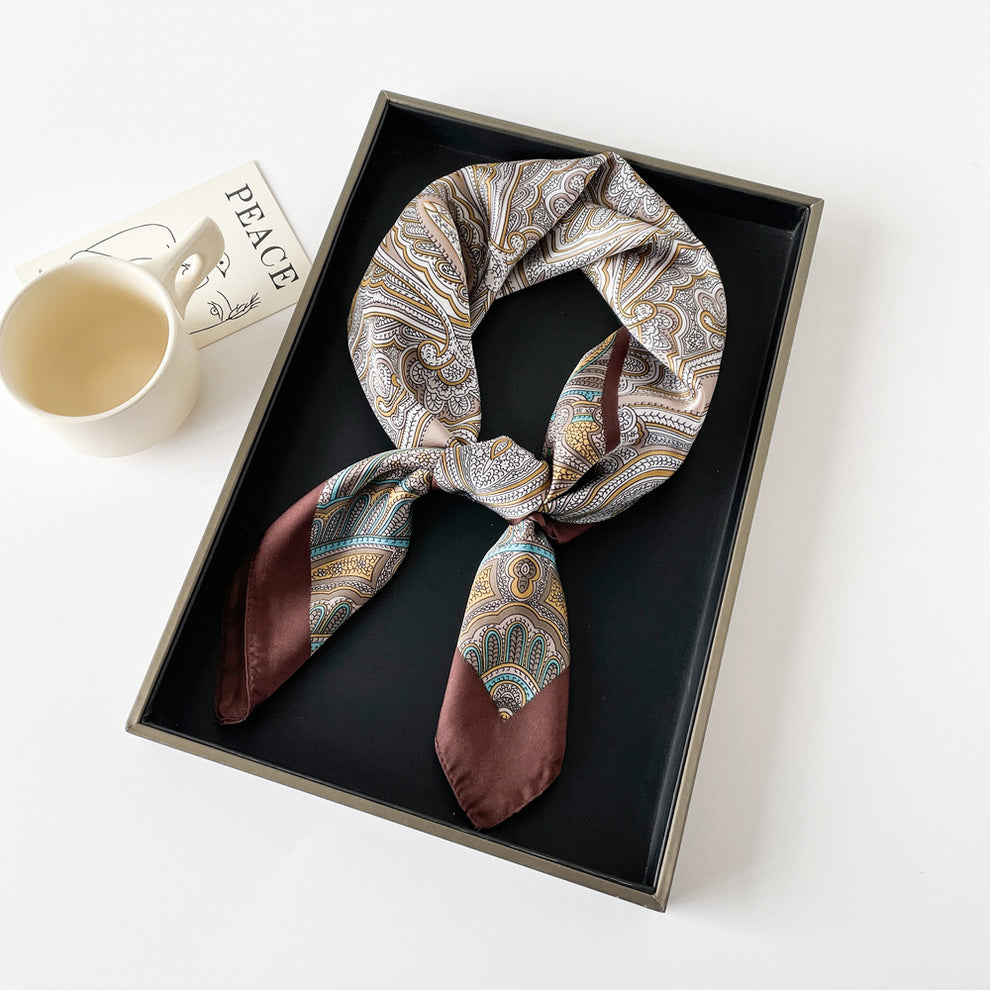 Spring Small Square Scarf Silk Bandana Scarf Printed Satin Hair Band H ...